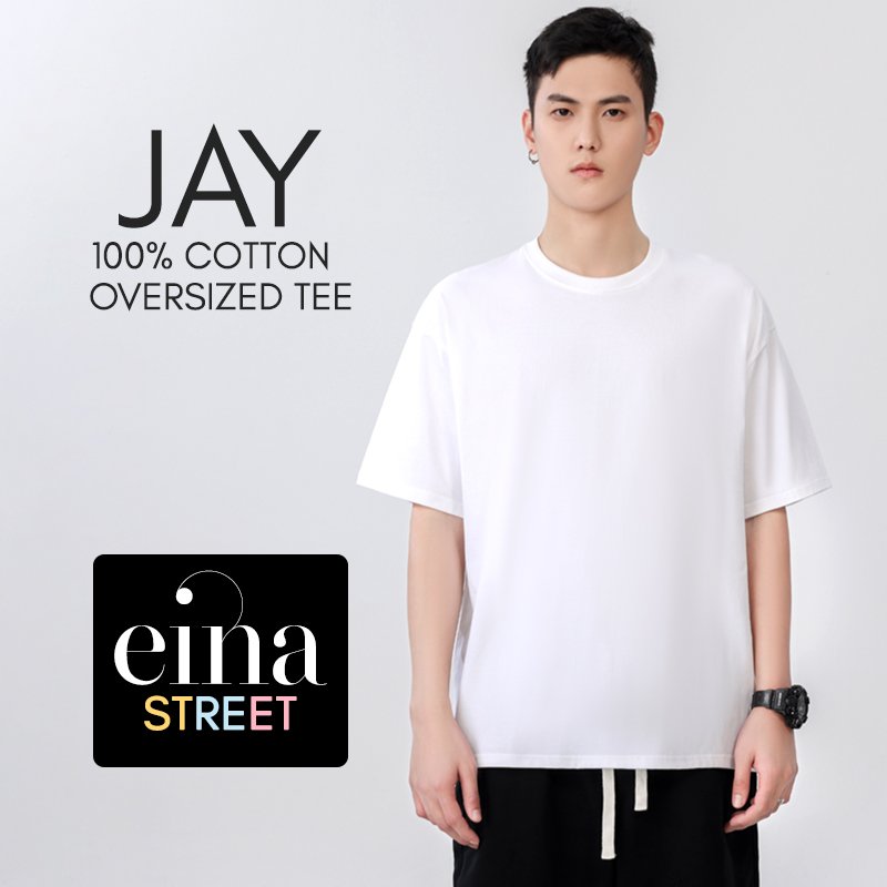 Jay x Oversized Street Wear Plain Tee - einashop