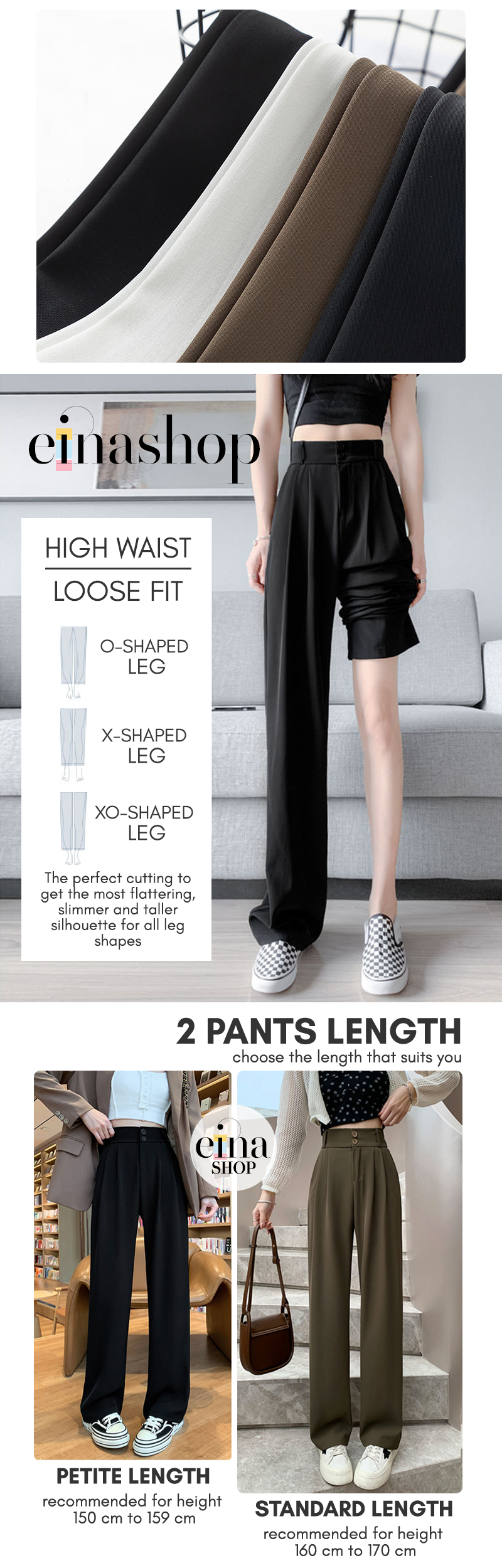 Freya pants with elastic waist band – einashop