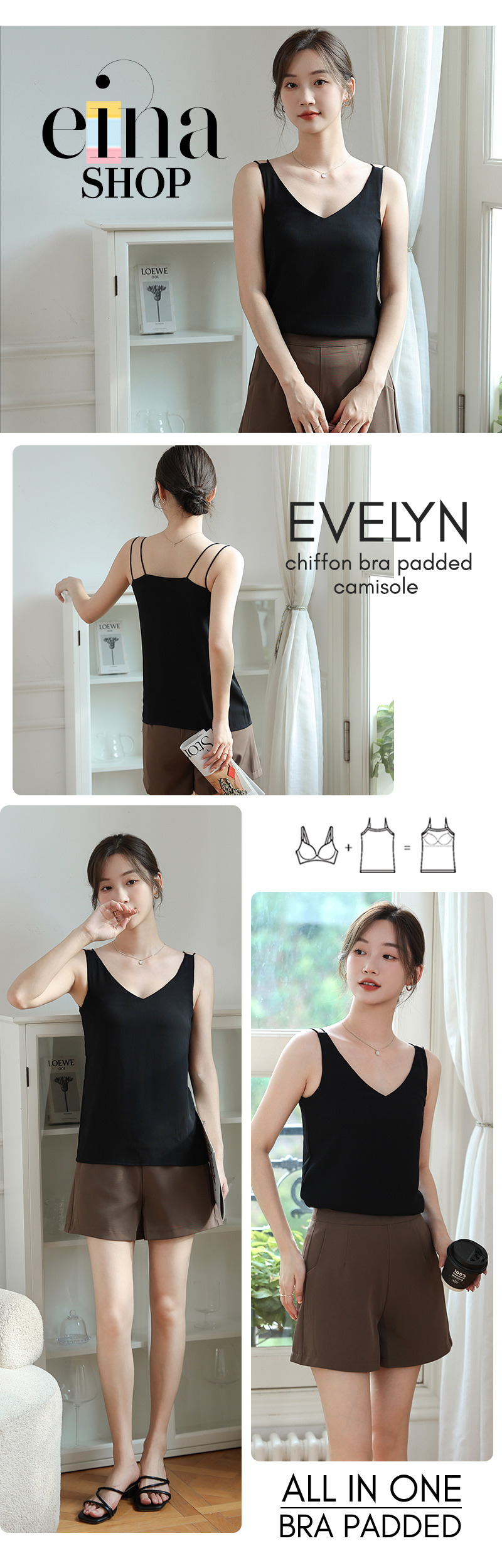 Evelyn Bra Padded Chiffon Camisole – einashop