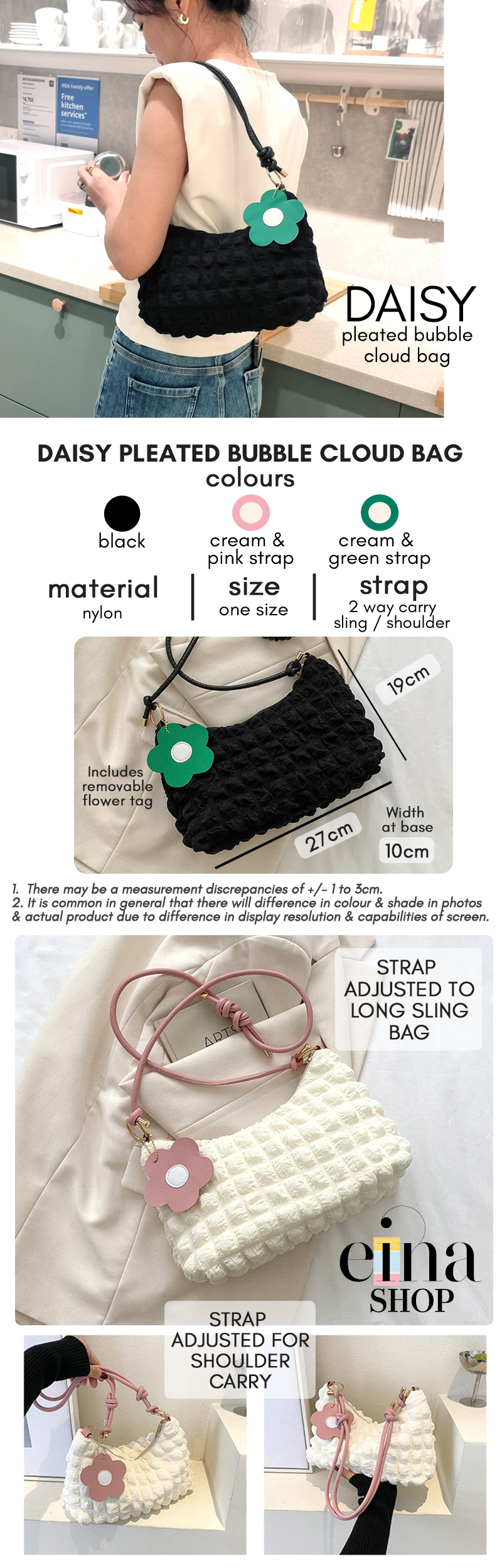 Daisy Pleated Bubble Cloud Bag – einashop