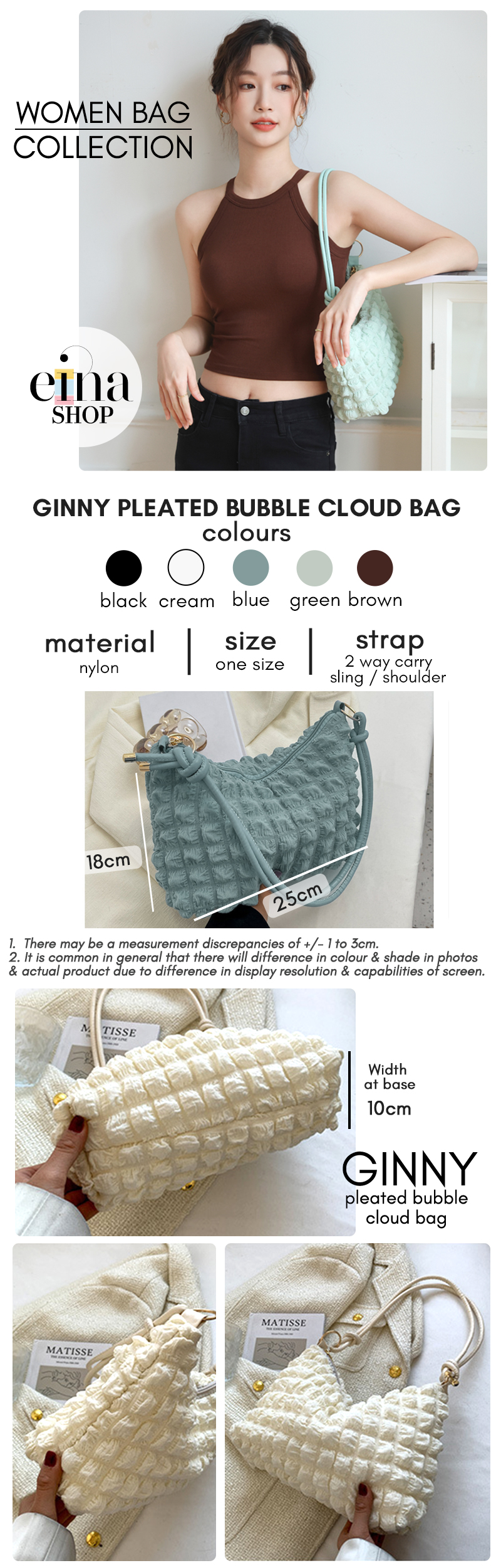 Ginny Pleated Bubble Cloud Shoulder Bag – einashop