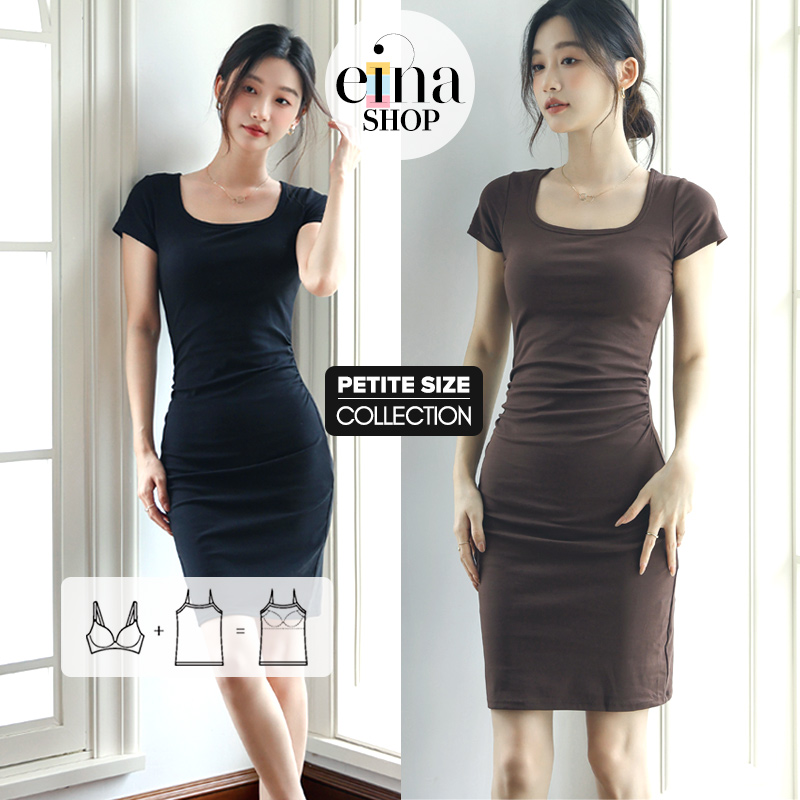Celest Square Neck Bra Padded Sheath Dress – einashop