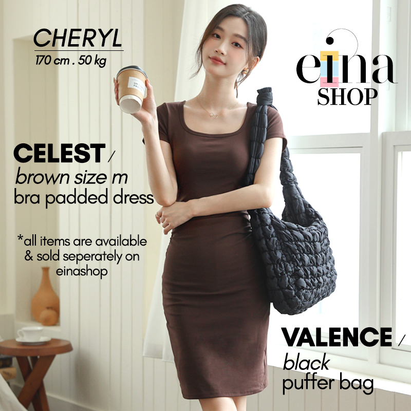 Celest Square Neck Bra Padded Sheath Dress – einashop