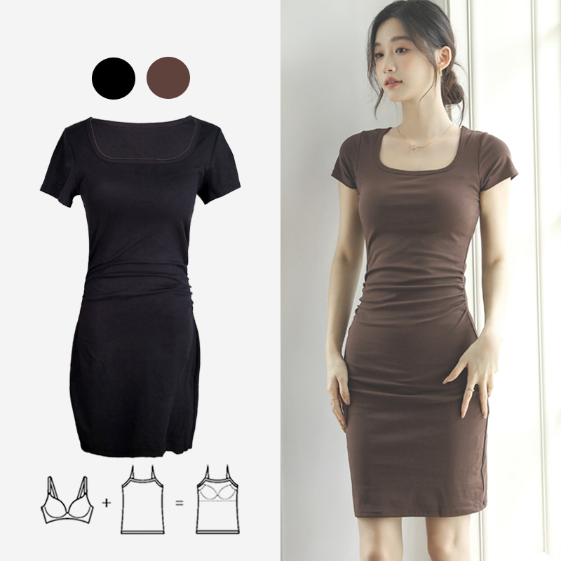 Celest Square Neck Bra Padded Sheath Dress – einashop