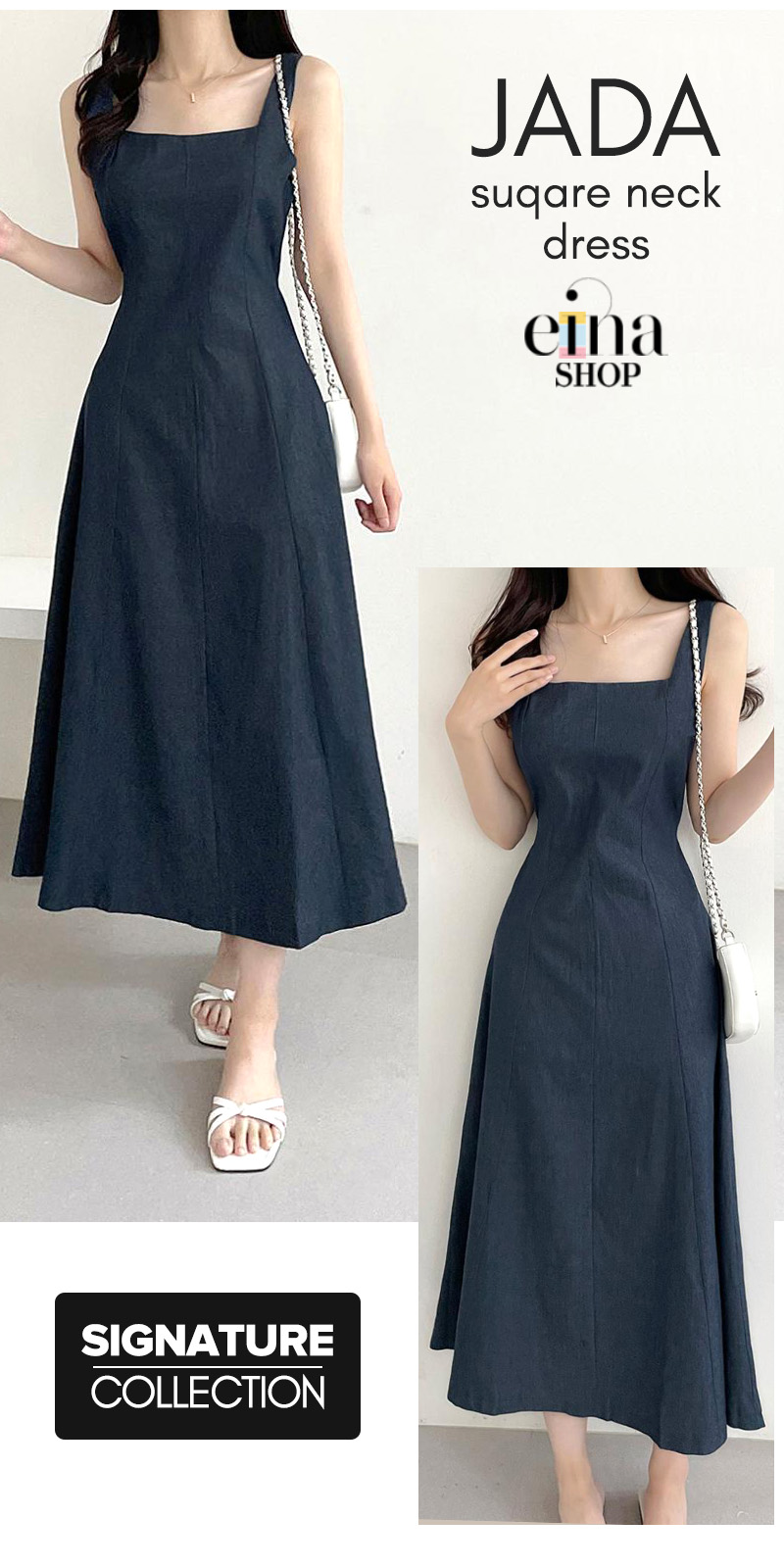 Jada Square Neck Maxi Dress Signature Collection – einashop